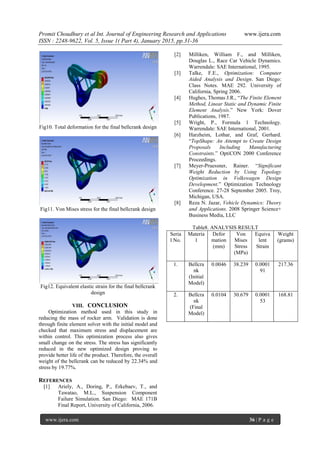 EShape Optimization Of A Suspension Bellcrank Using 3d Finite Element Methods | PDF