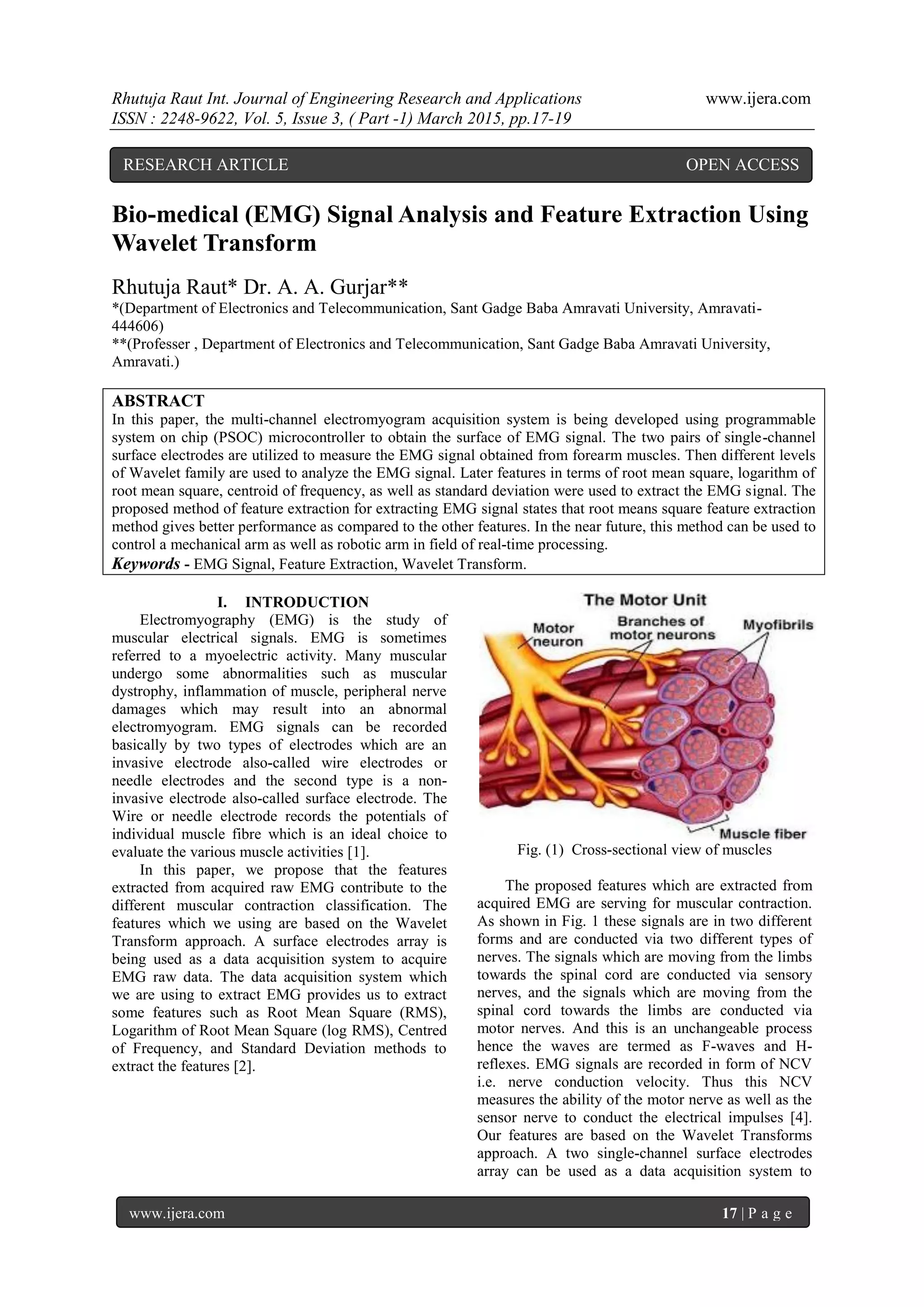 Bio-medical (EMG) Signal Analysis and Feature Extraction Using Wavelet ...