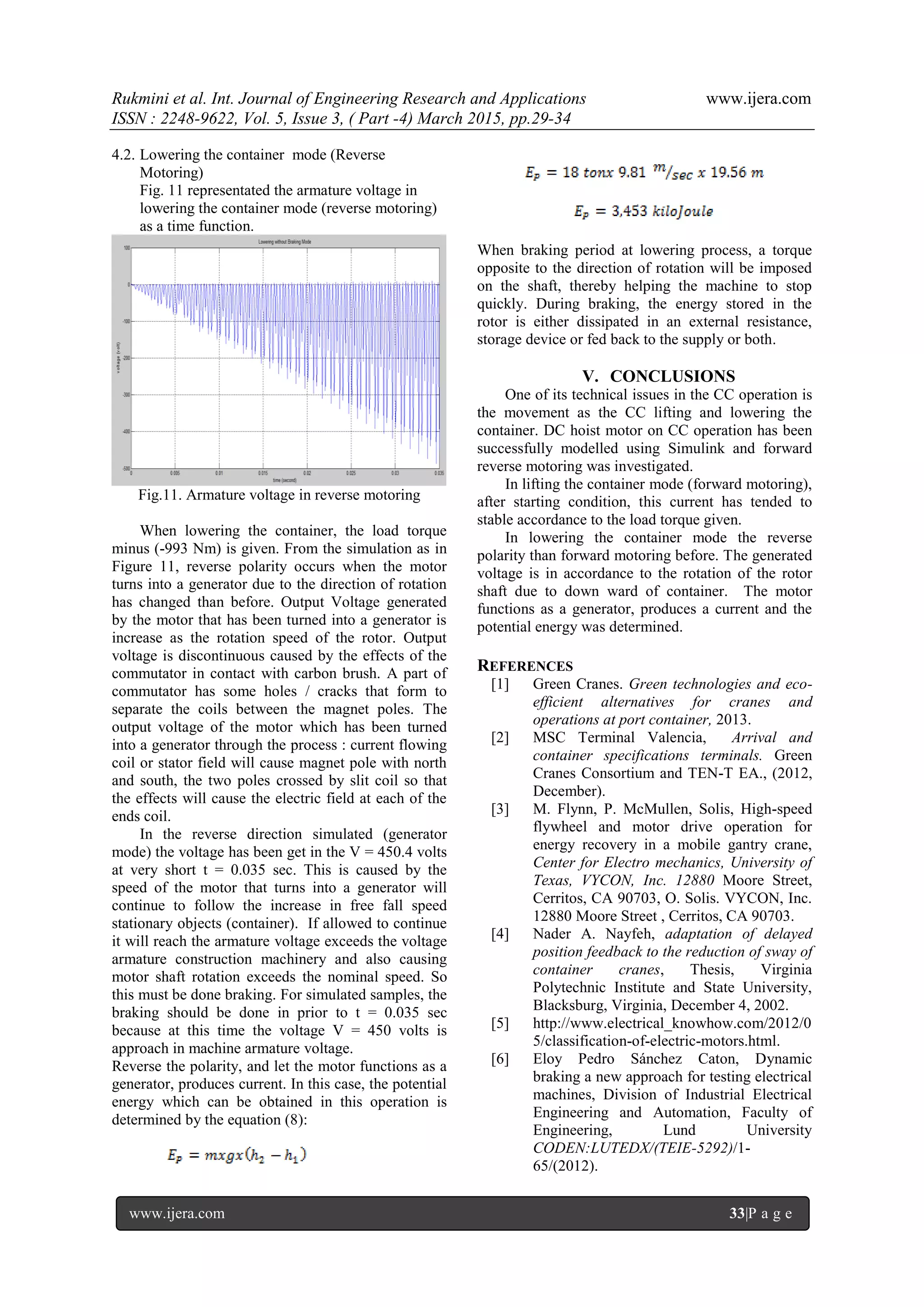 Forward and Reverse Motoring of DC Hoist Motor on Container Crane (CC ...