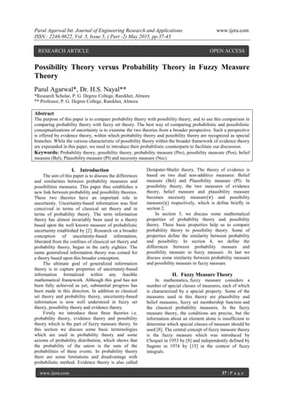 Possibility Theory versus Probability Theory in Fuzzy Measure Theory | PDF | Physics | Science