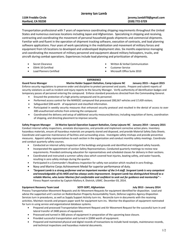Jeremy Lamb Resume v2 | PDF