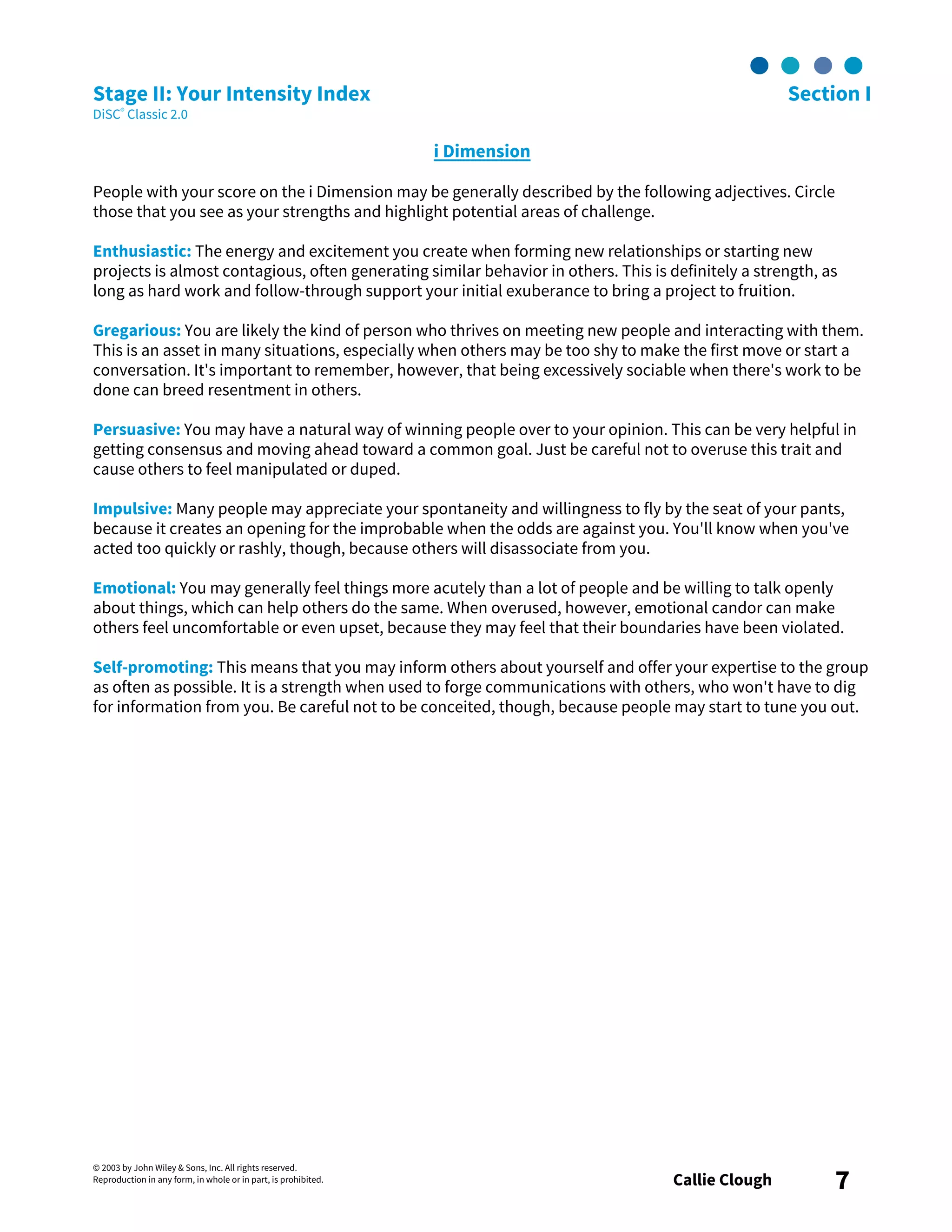 DiSC Profile - Callie | PDF