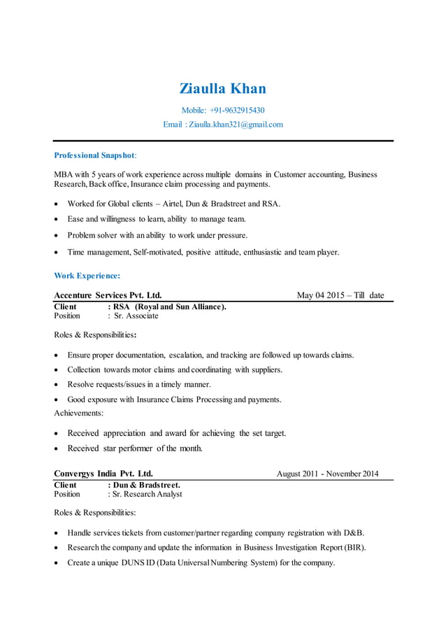 Zia new CV | DOCX | Insurance | Personal Finance