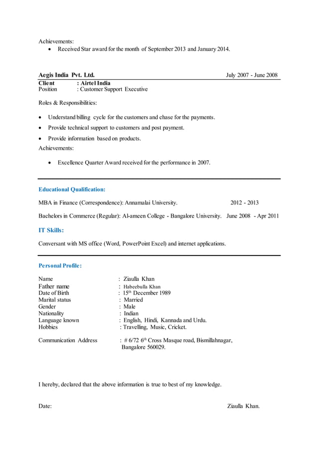 Zia new CV | DOCX | Insurance | Personal Finance
