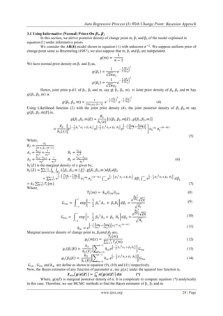 Auto Regressive Process (1) with Change Point: Bayesian Approch | PDF
