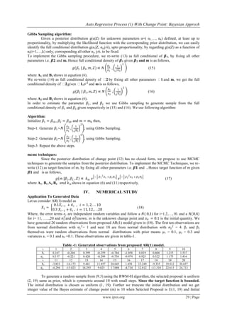 Auto Regressive Process (1) with Change Point: Bayesian Approch | PDF