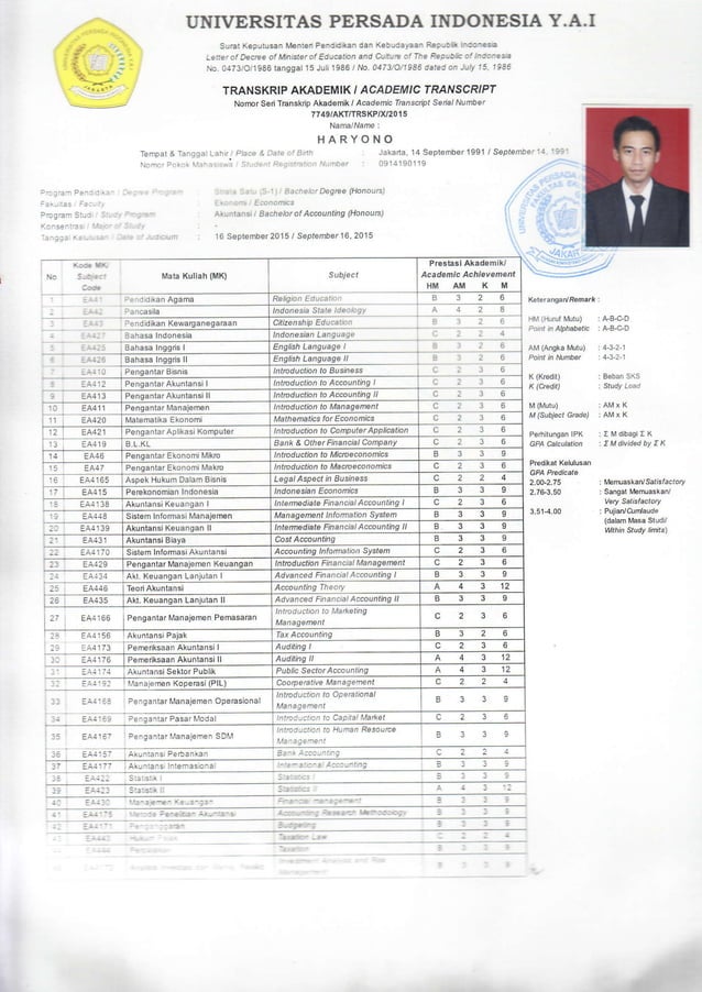 Transkrip Nilai | PDF