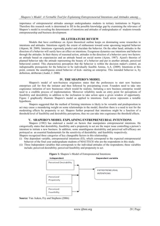 Shapero’s Model: A Veritable Tool for Explaining Entrepreneurial Intentions and Attitudes among ...