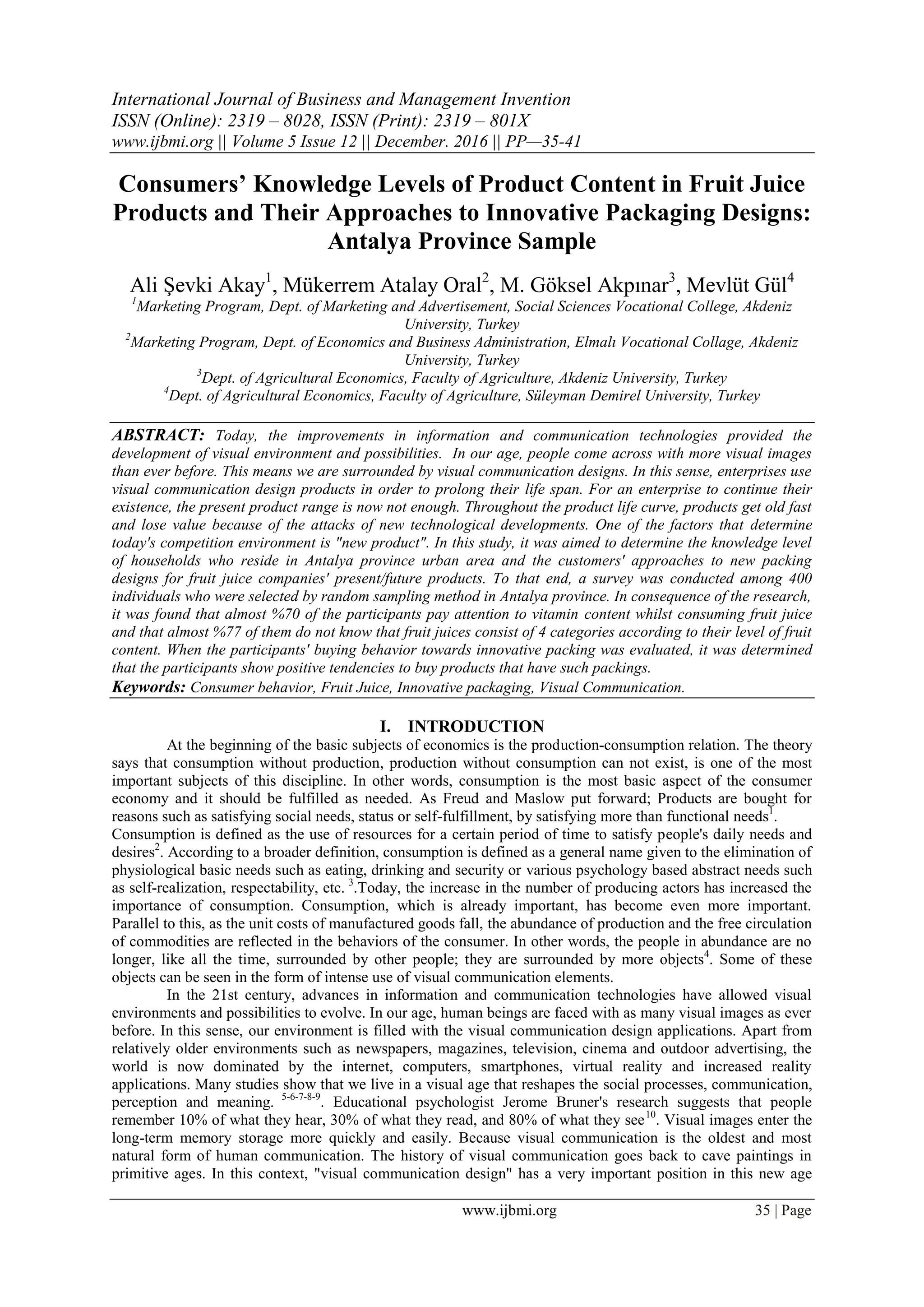 Consumers’ Knowledge Levels of Product Content in Fruit Juice Products ...