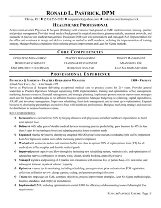 Ron Pastrick Resume 2016 | PDF