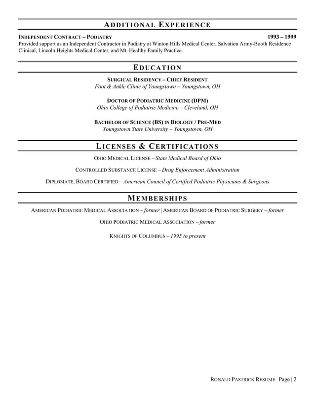 Ron Pastrick Resume 2016 | PDF