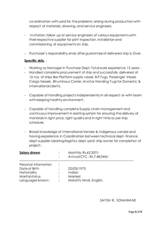 SATISH-C.V. | DOCX | Logistics | Business