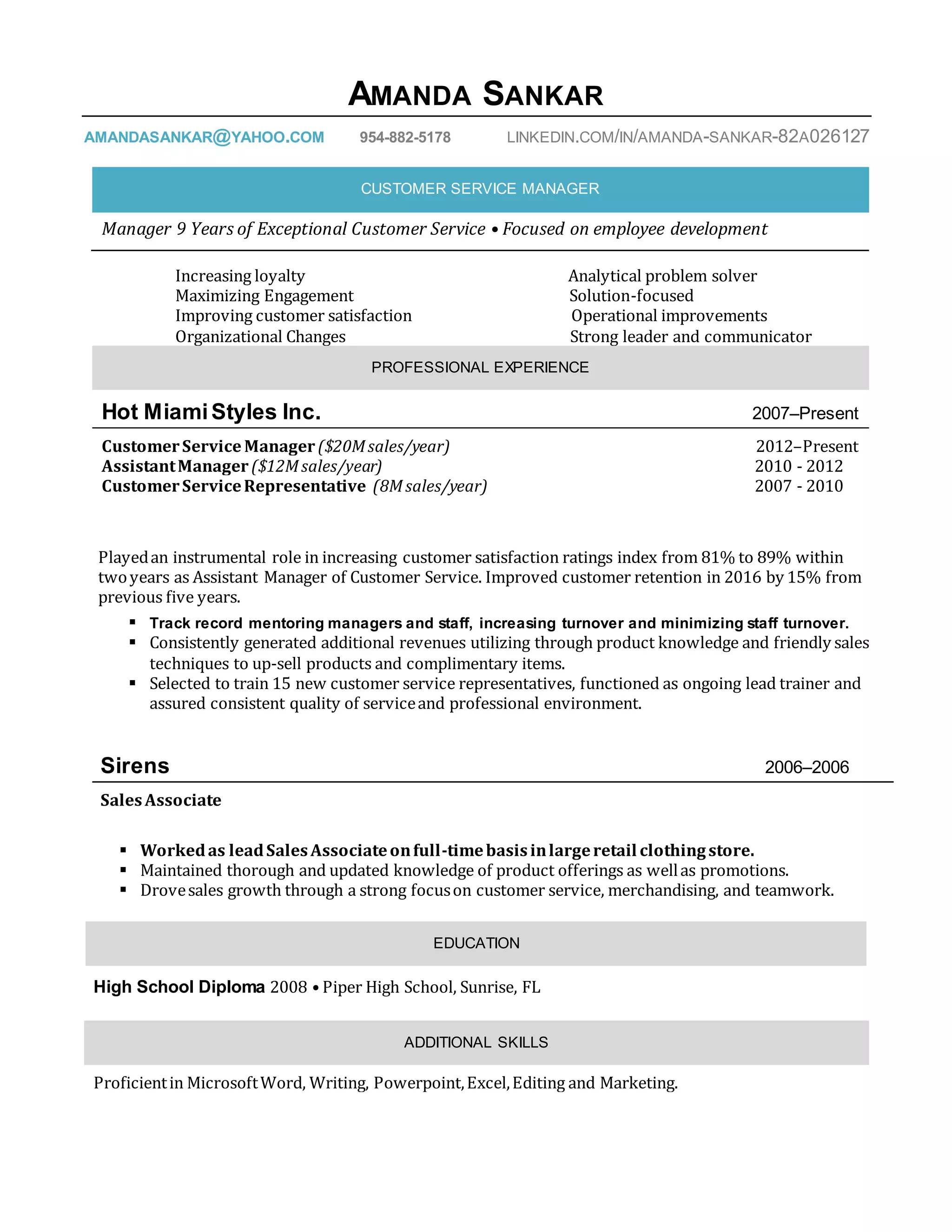 Amanda Sankar's Resume 1 | PDF