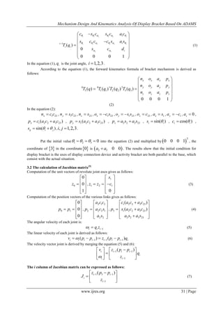 Mechanism Design and Kinematics Analysis of Display Bracket Based on ...