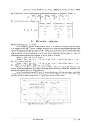 Mechanism Design and Kinematics Analysis of Display Bracket Based on ...