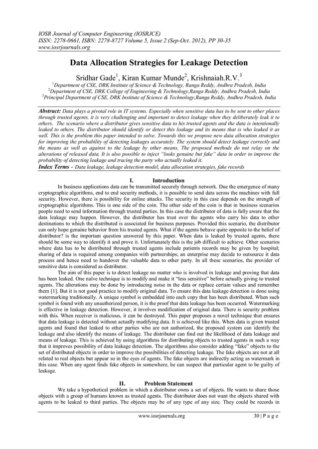 Data Allocation Strategies for Leakage Detection | PDF