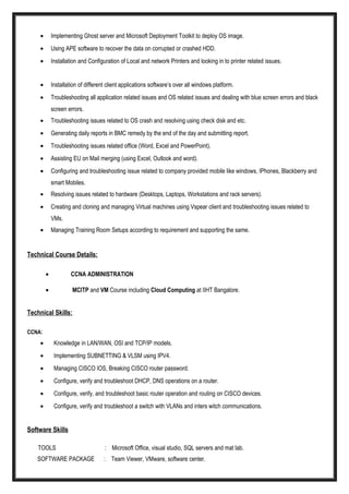 Bharani Experienced Resume | PDF