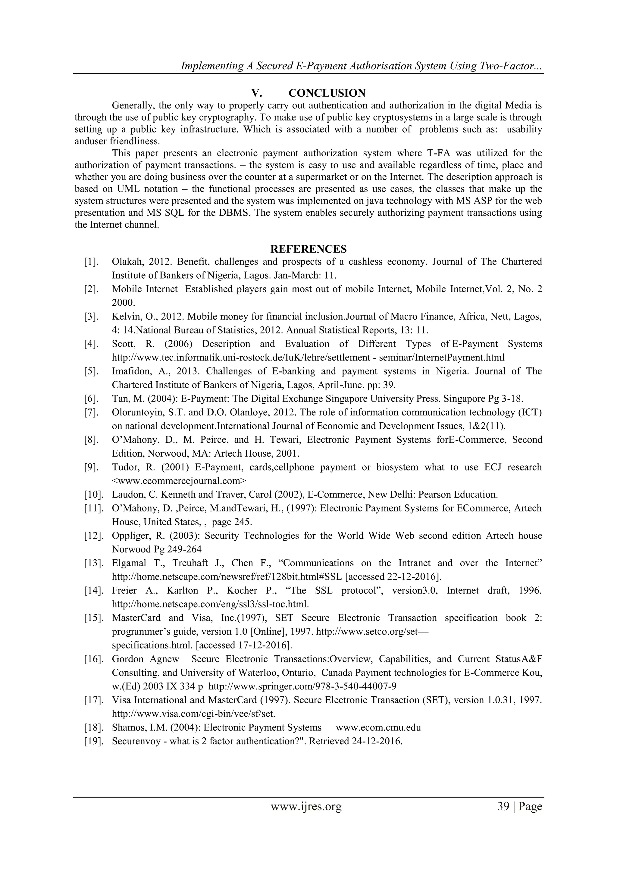 Implementing A Secured E Payment Authorisation System Using Two Factor Authentication T Fa Pdf