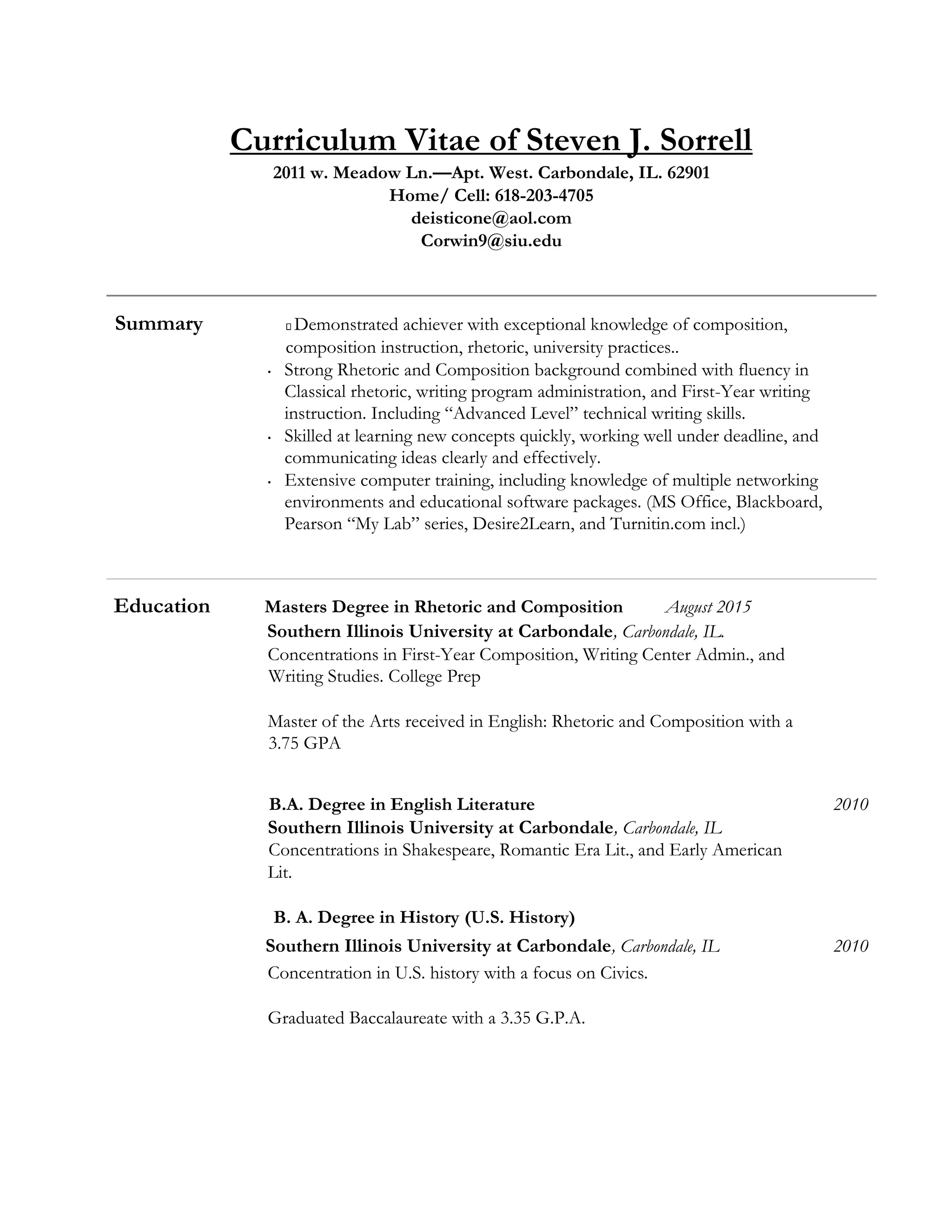 Steven J Sorrell CV | PDF