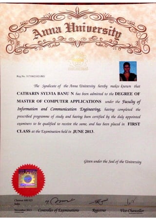 Catharin - PG Degree cert | PDF