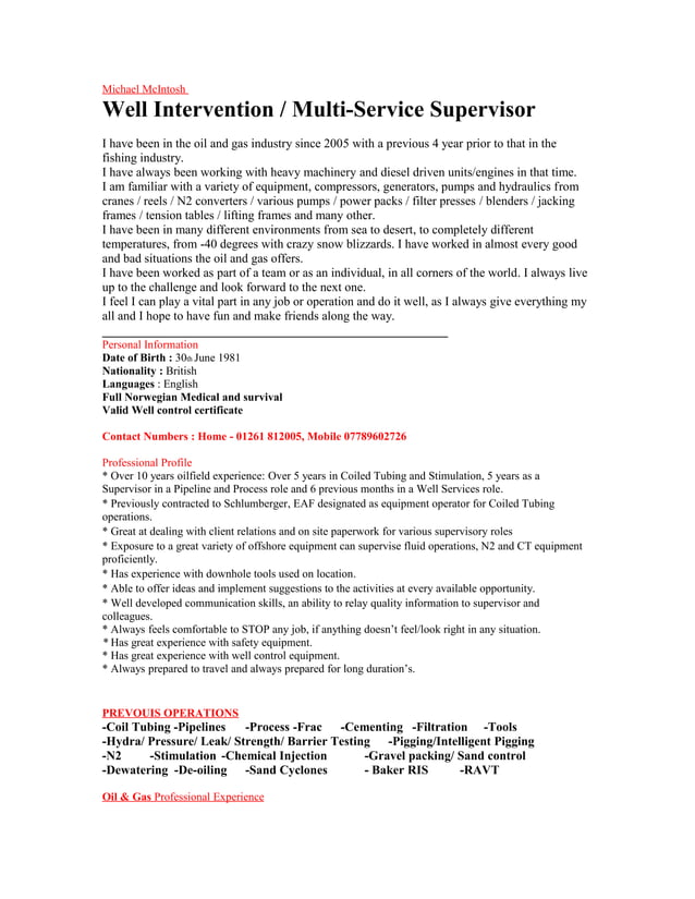 Michael McIntosh New CV 2 | PDF