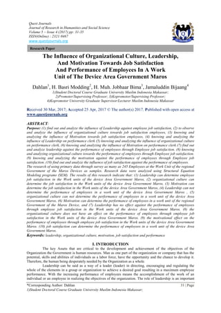 The Influence of Organizational Culture, Leadership, And Motivation ...