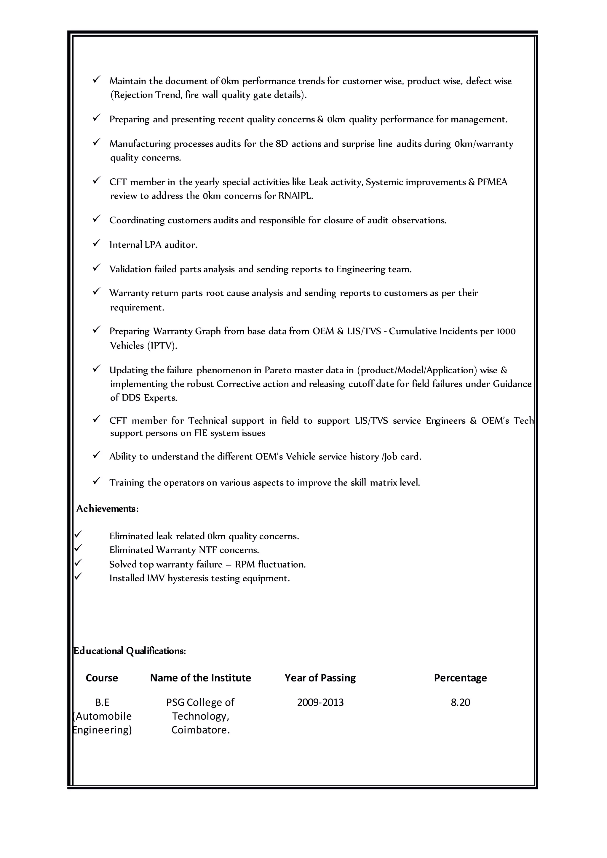 Gopinath resume | DOCX | Automotive Industry | Industries