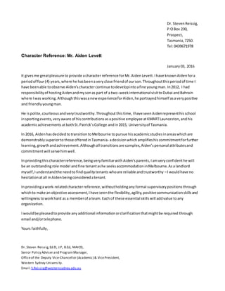 Aiden Levett - Character Reference | DOCX