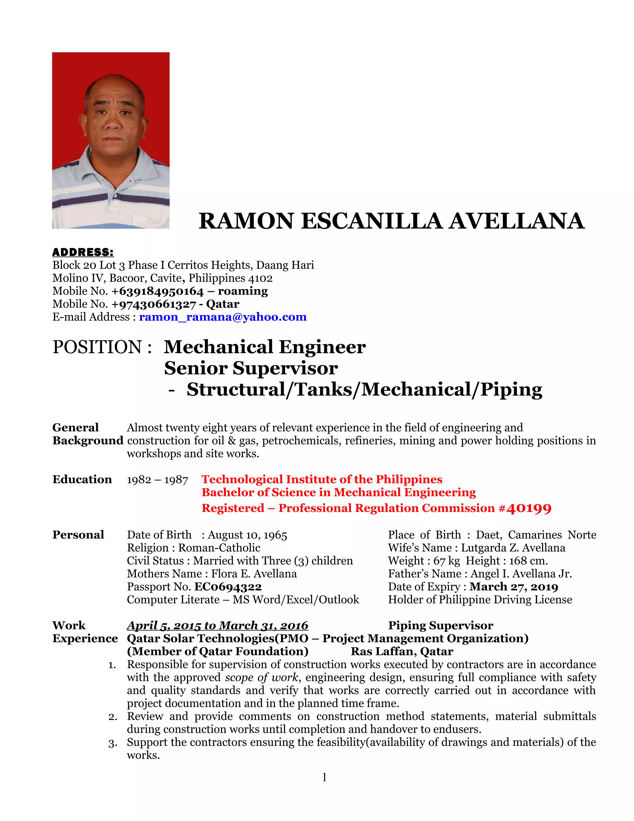 MY CV-RAMON AVELLANA - QSTec1 | PDF