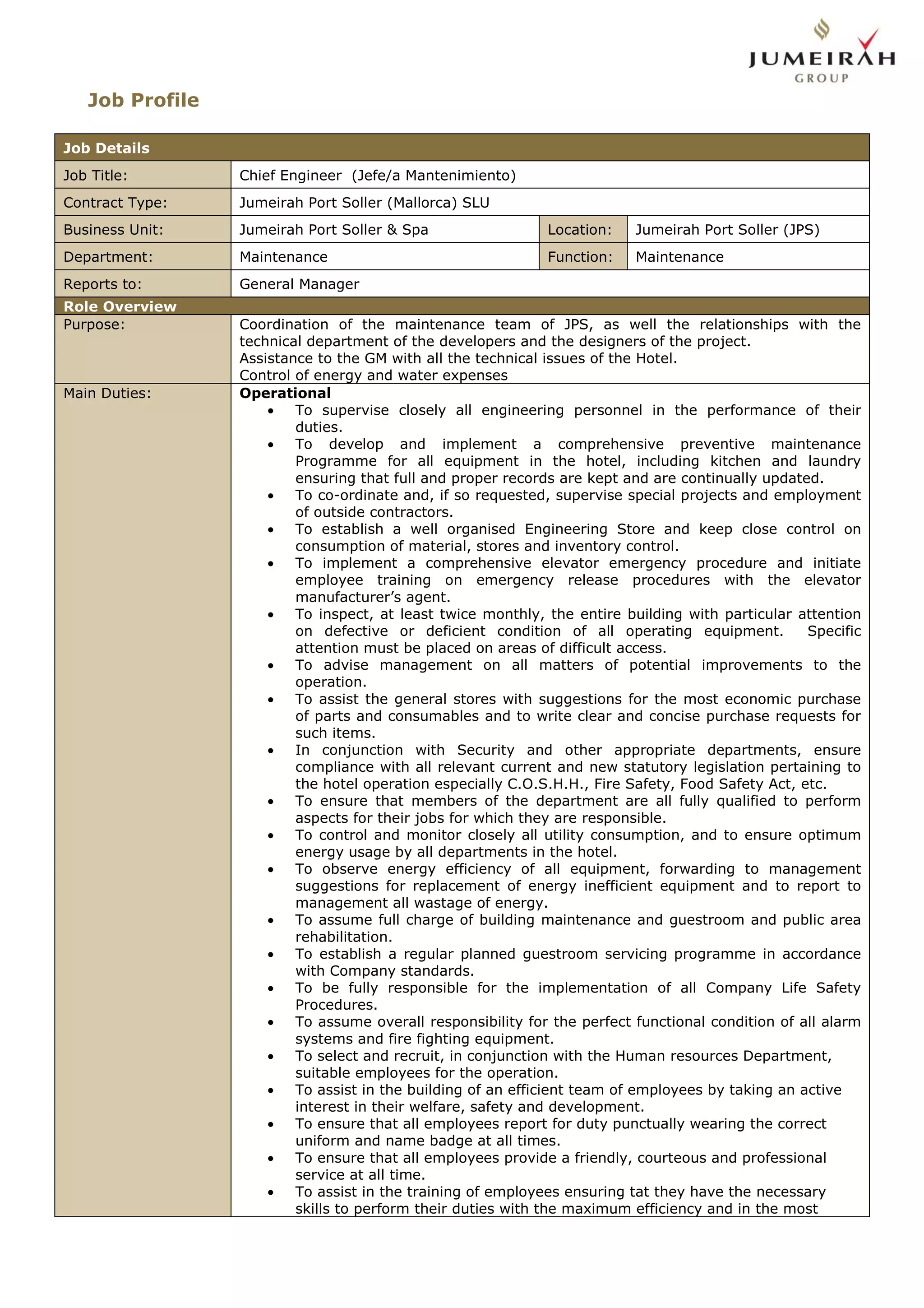 Chief Engineer | PDF