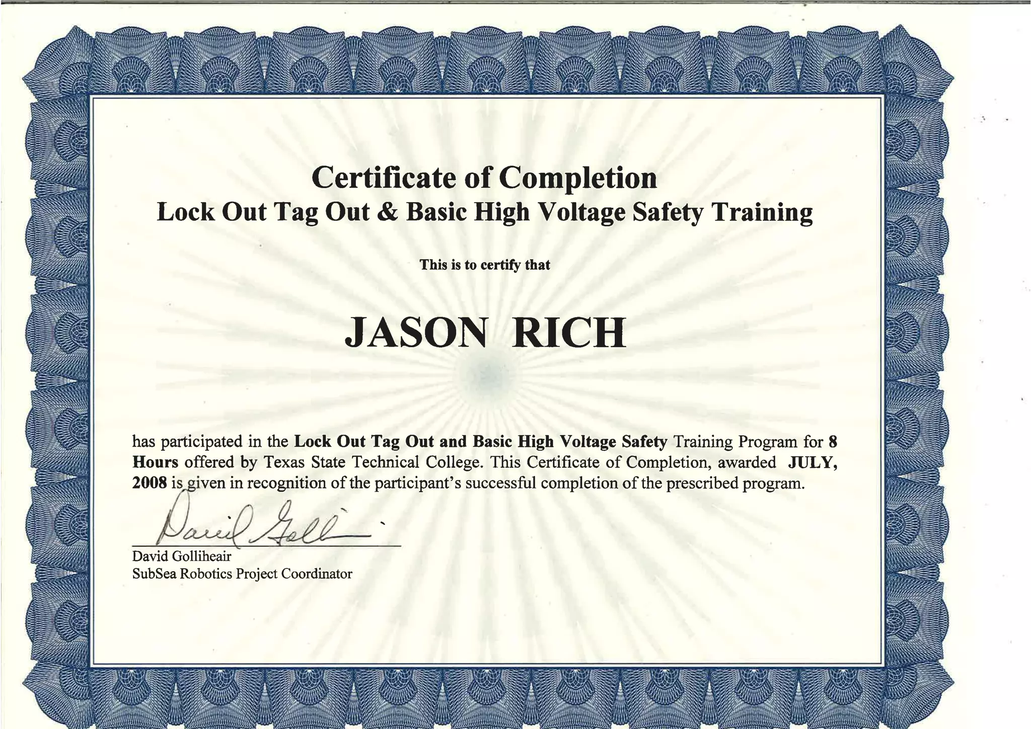 LOTO Certificate | PDF