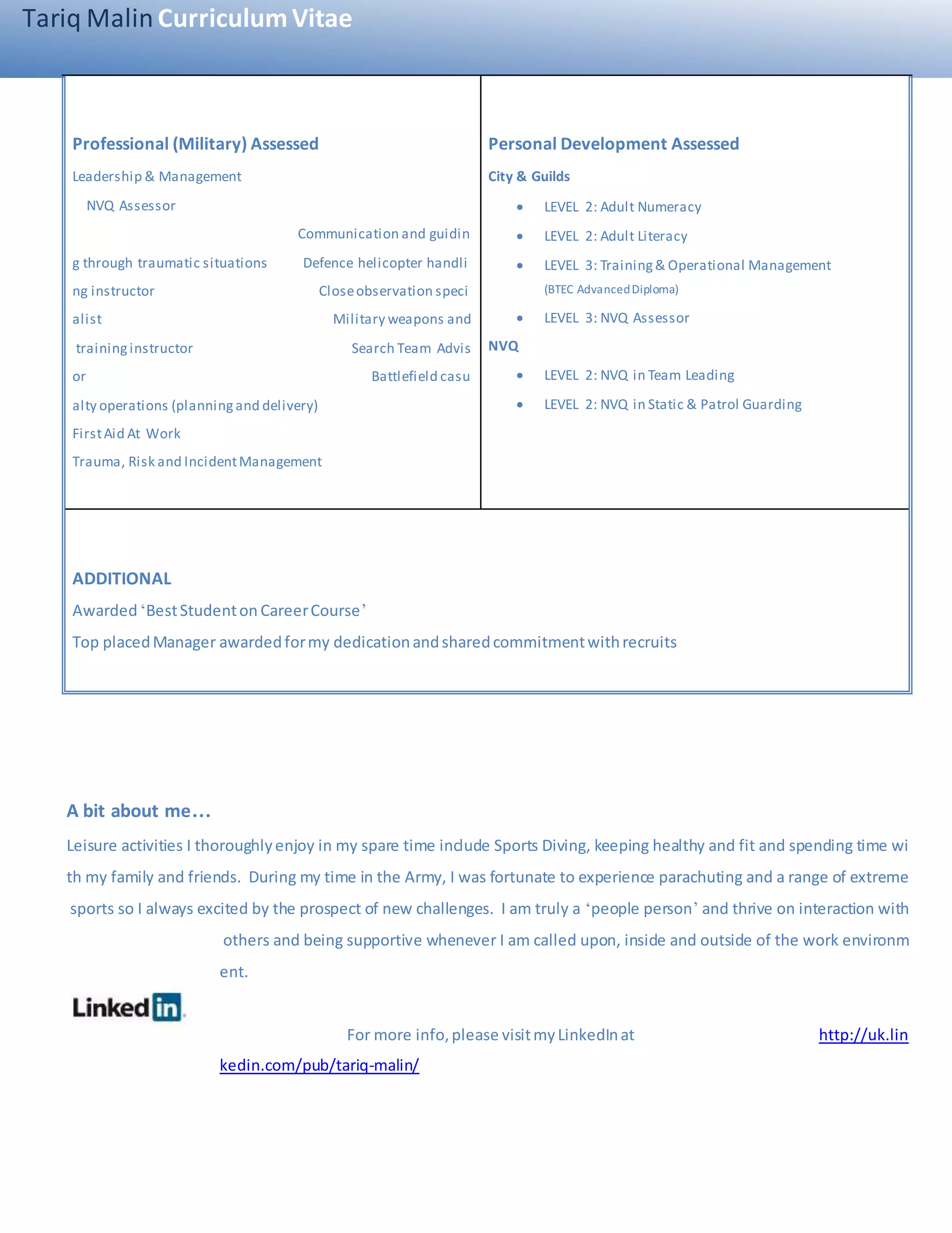 Tariq Malin- CV - June 2016 - Complete with Plumbing | PDF