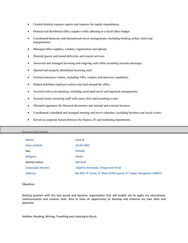 Uma N_Resume | PDF | Free Download