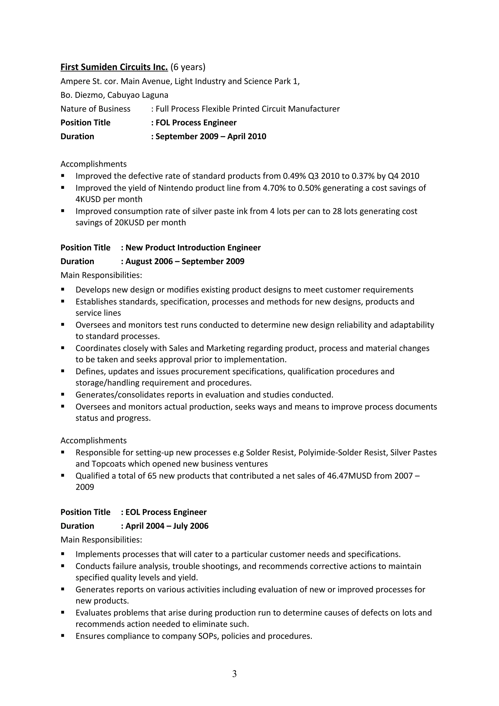 CV_Mark Anthony De Jesus | DOC | Manufacturing Industry | Industries