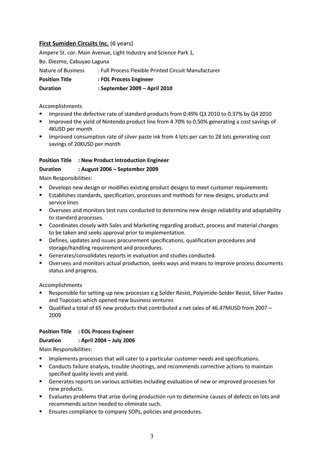 CV_Mark Anthony De Jesus | DOC | Manufacturing Industry | Industries