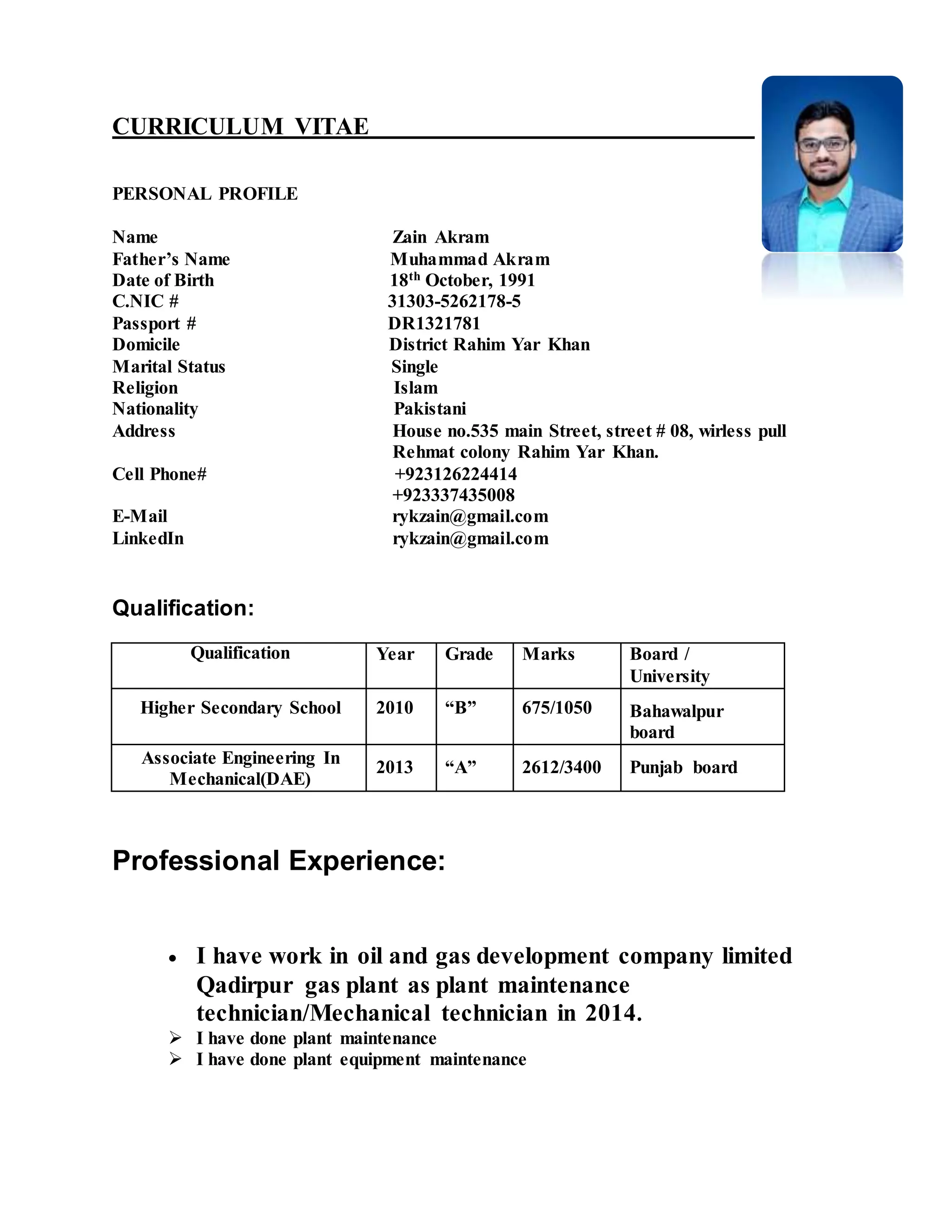zain cv-02 | DOCX | Careers