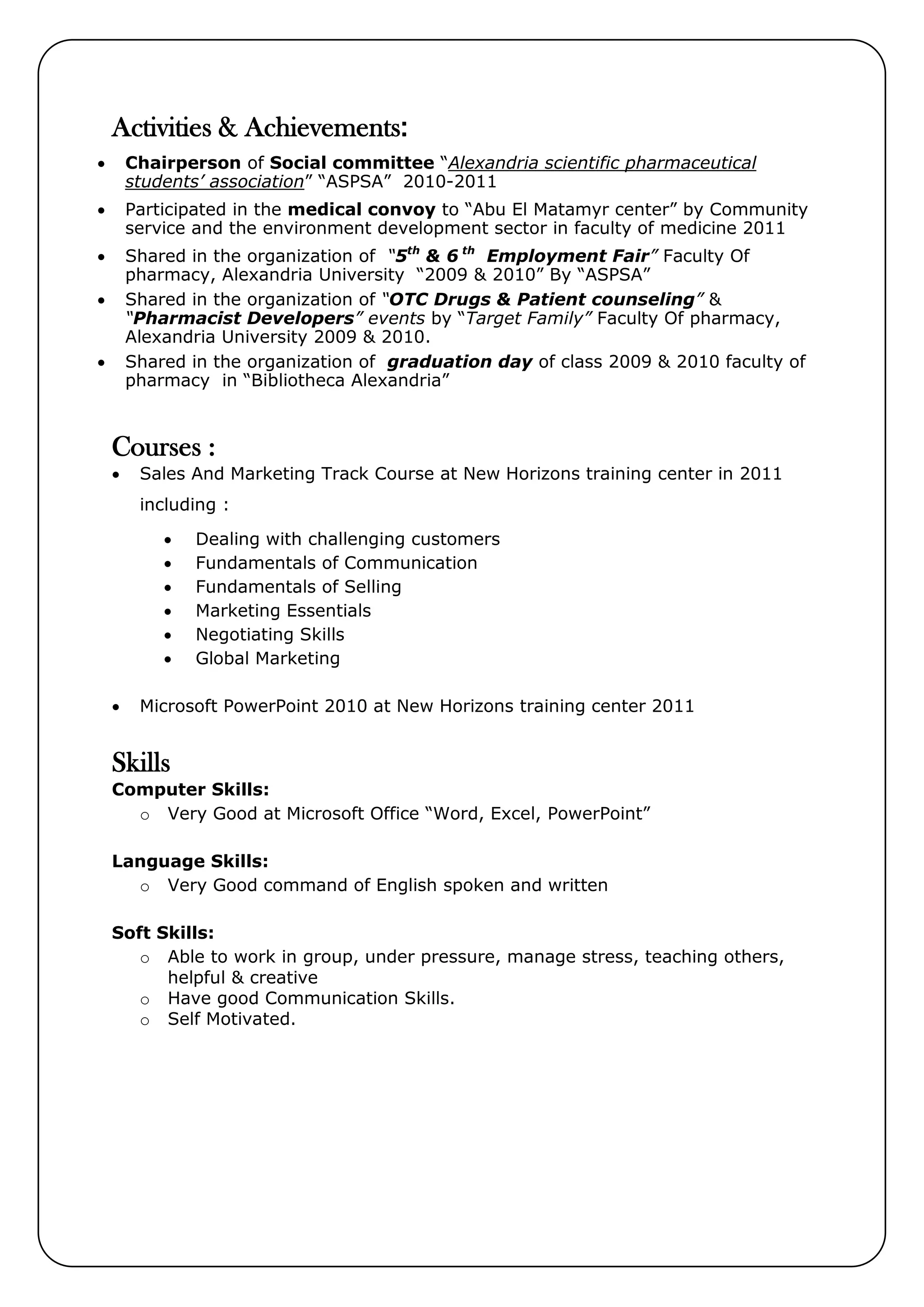 Mostafa Abd El Fattah C V | PDF | Pharmaceutical Industry | Industries