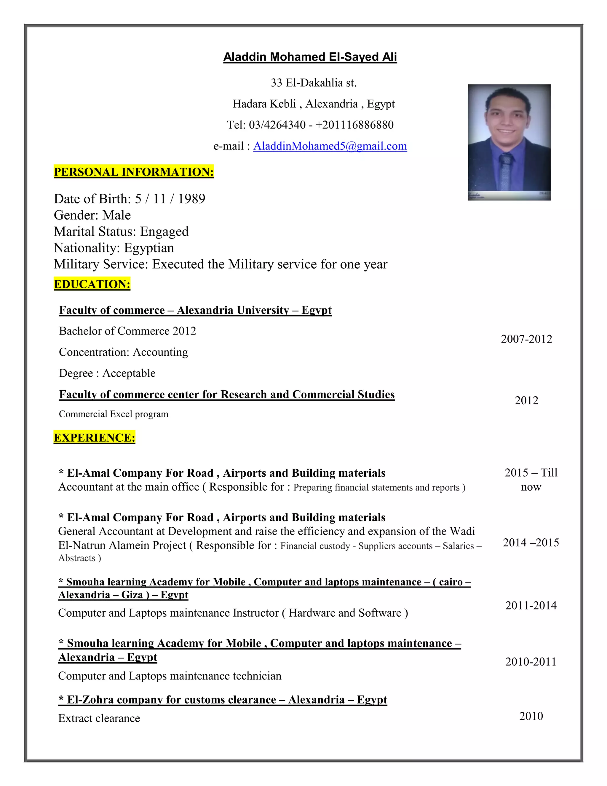 Aladdin's Accounting CV | PDF