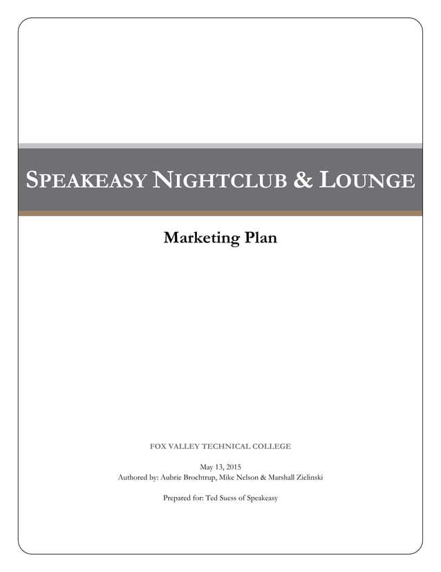 Marketing Plan_ Speakeasy_2015 | PDF