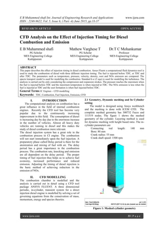 CFD Analysis on the Effect of Injection Timing for Diesel Combustion ...