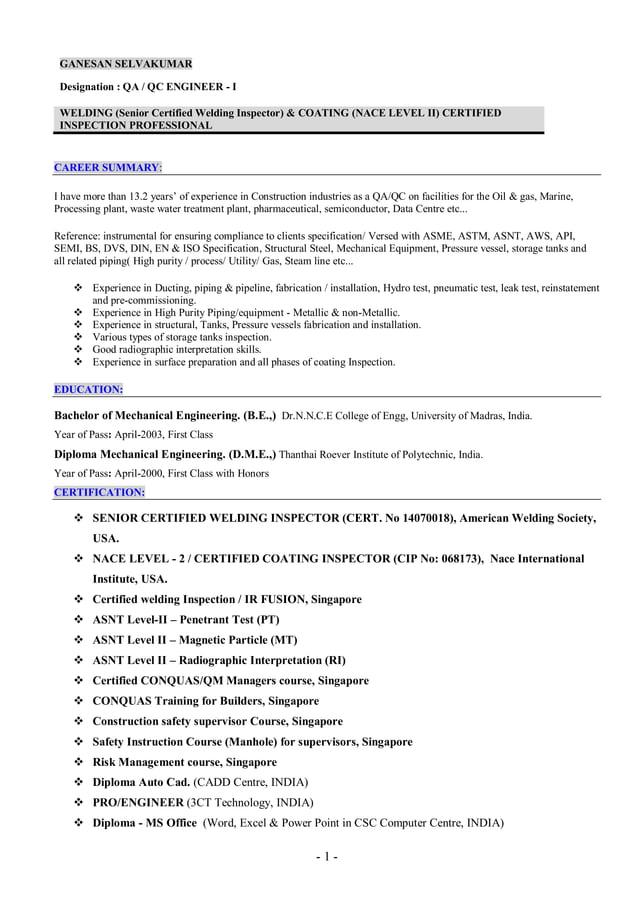 Ganesan Selvakumar CV 151116_M+W | PDF
