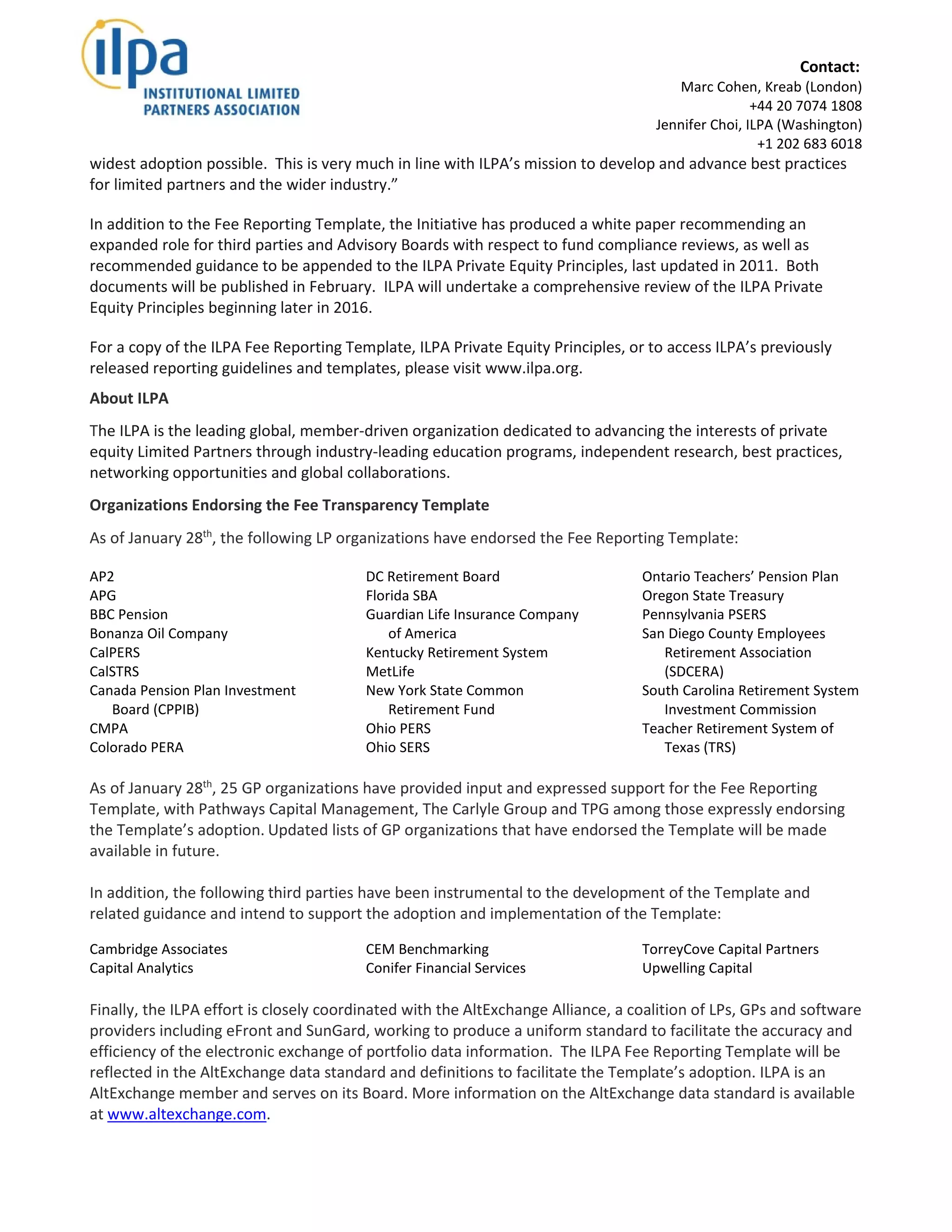 ILPA-Fee-Reporting-Template_Press-Release-FINAL-1 | PDF