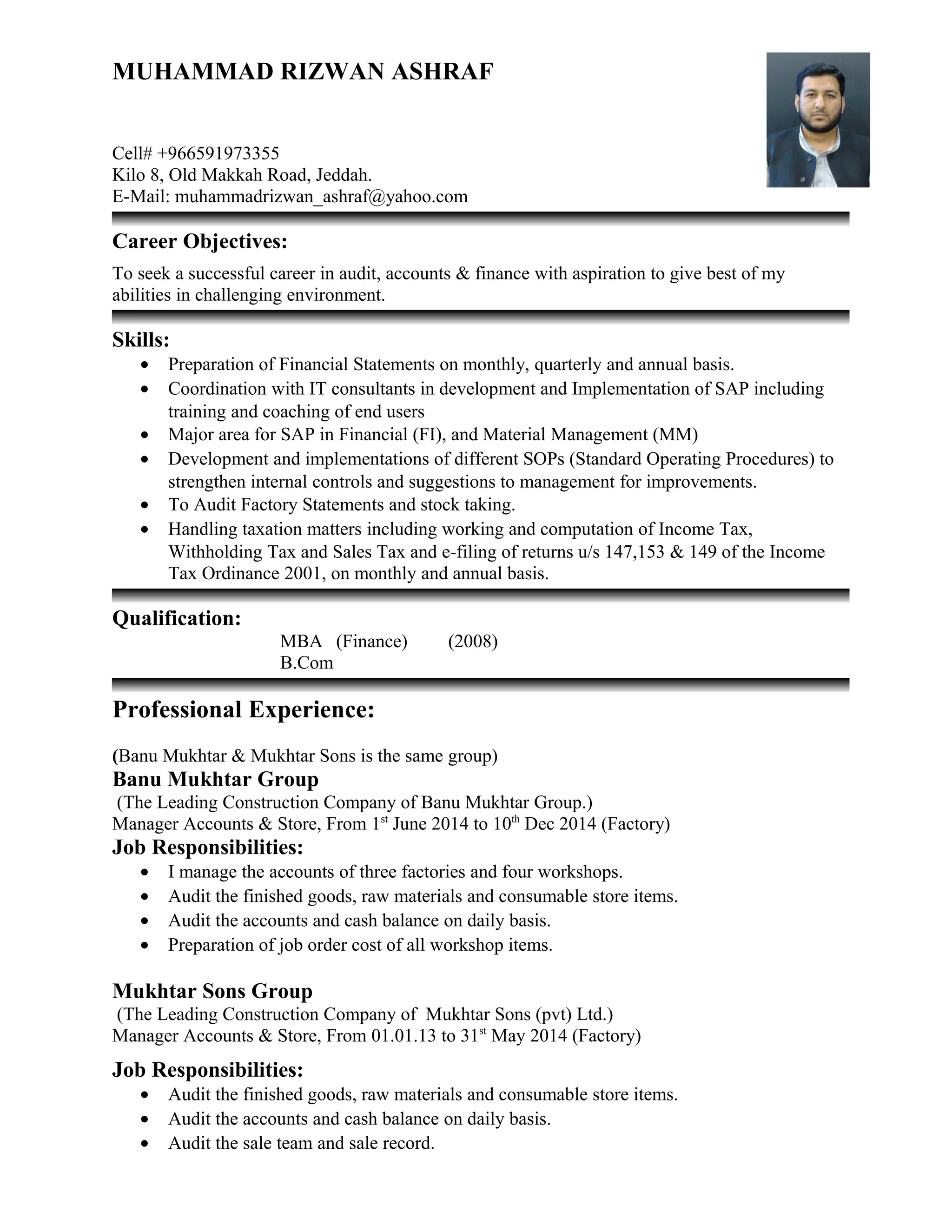 M.Rizwan Ashraf CV | DOC