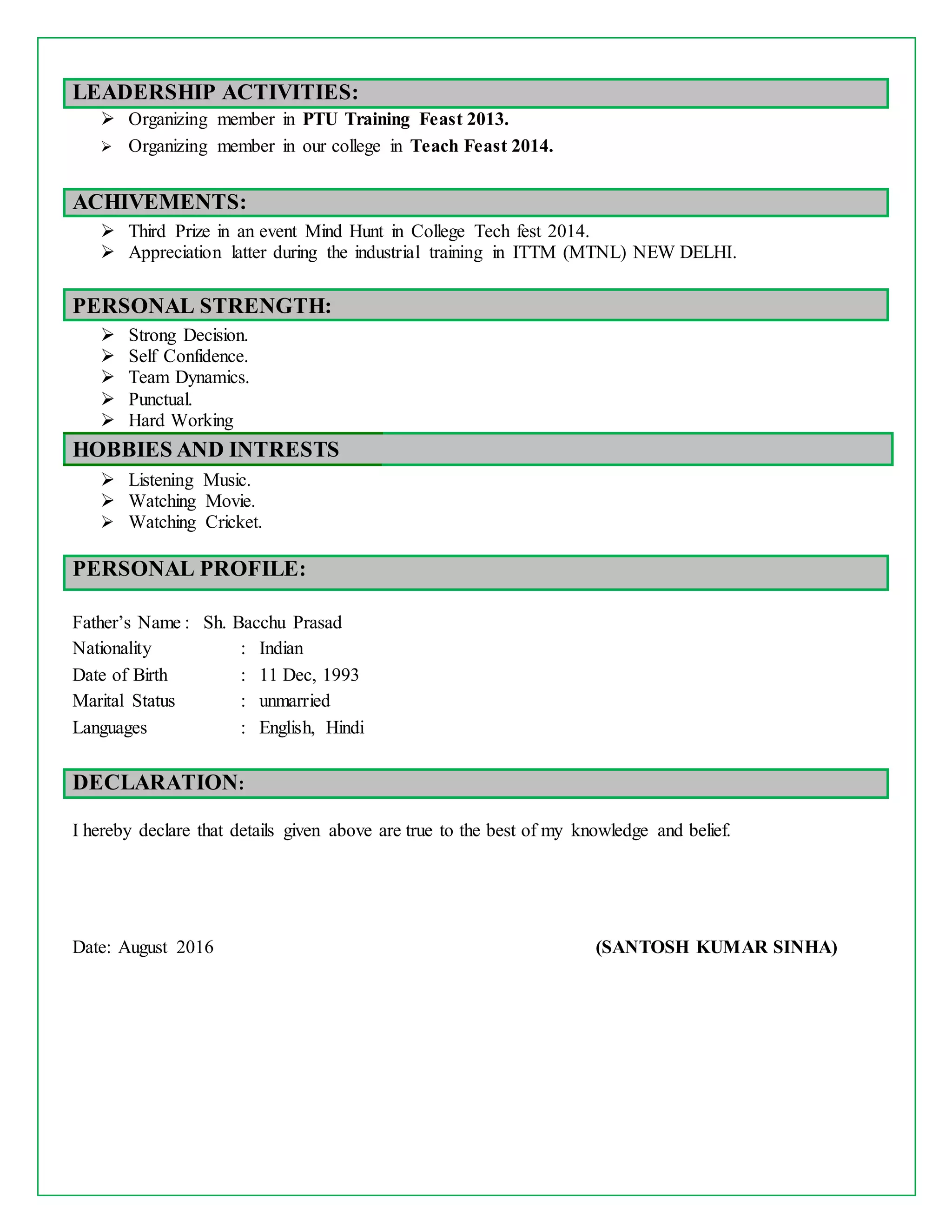 Santosh CV | PDF