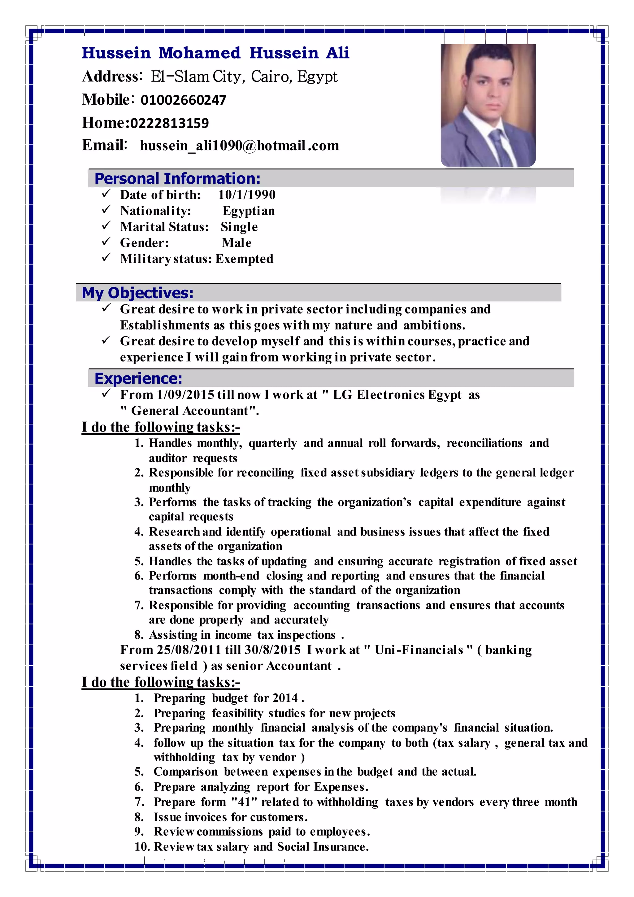 Hussein's CV 2016 | DOCX