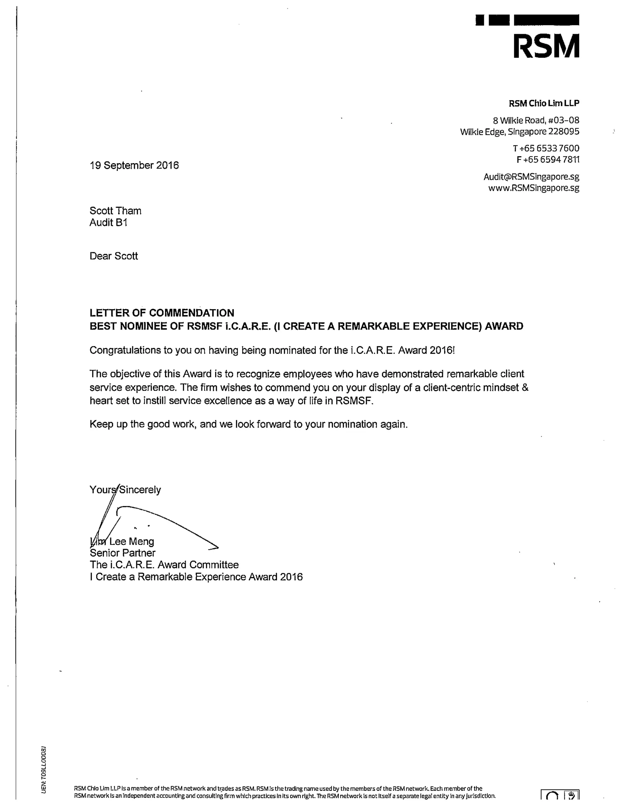 RSM Commendation Letter | PDF