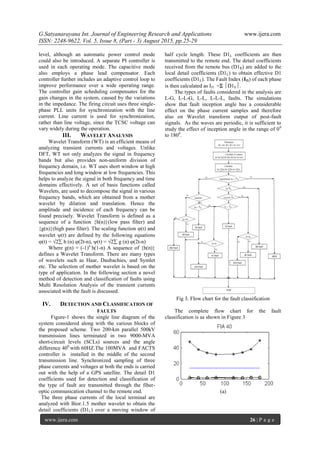 Wavelet Based Fault Detection, Classification in Transmission System with TCSC Controllers | PDF