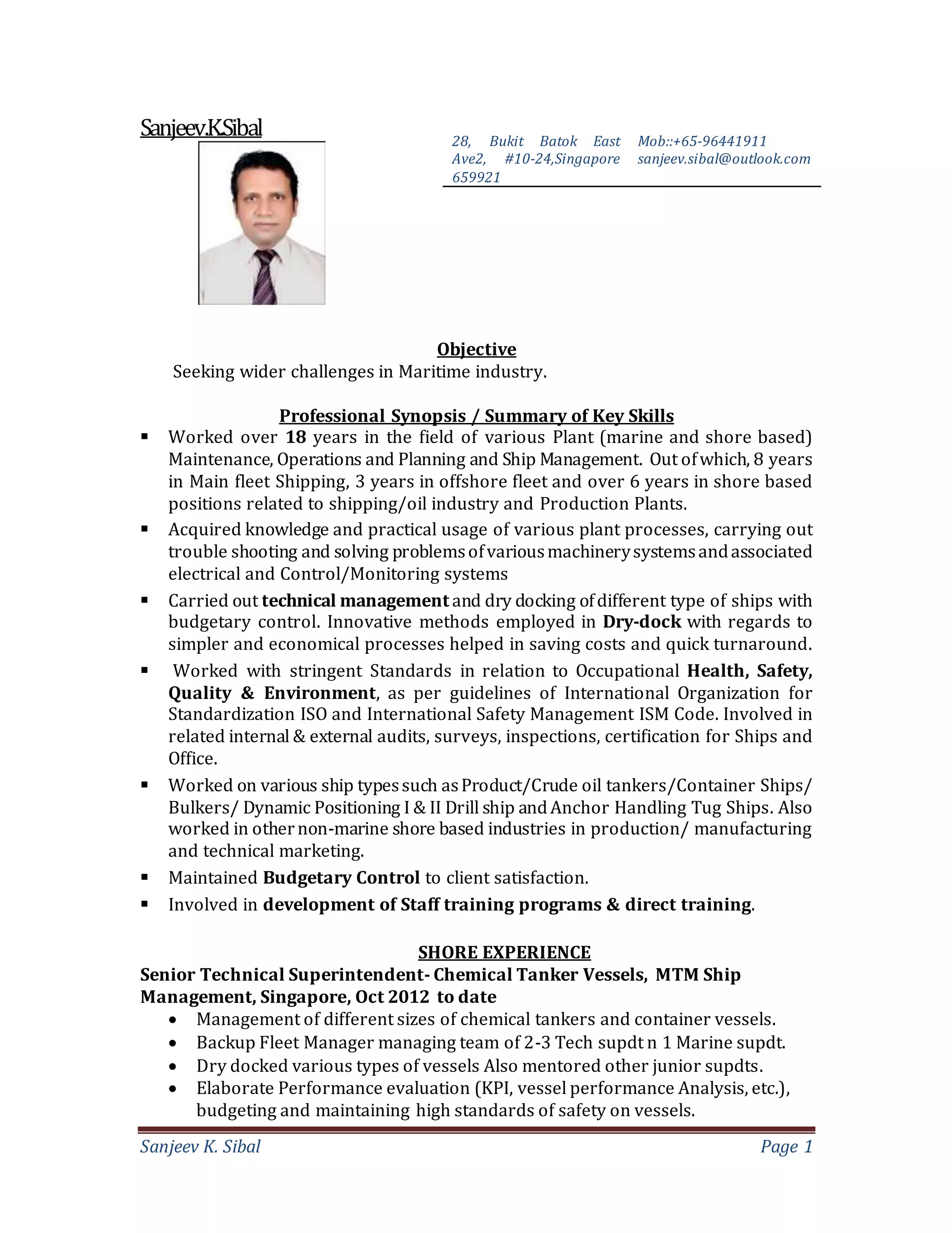 RESUME OF SANJEEV SIBAL 2015 | PDF