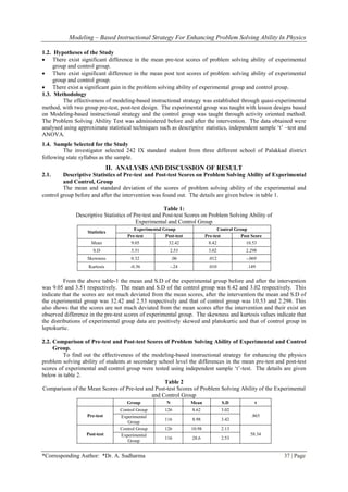 Modeling – Based Instructional Strategy for Enhancing Problem Solving ...