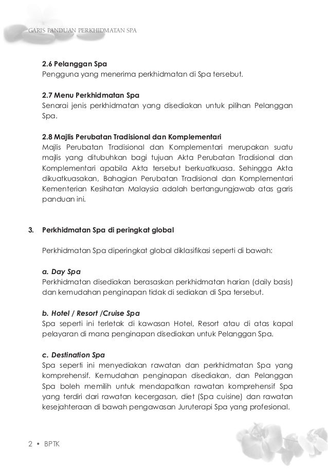 Garis Panduan Perkhidmatan SPA Garis Panduan Perkhidmatan SPA